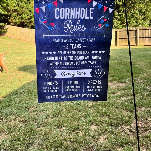 Cornhole Rules Sign: Red White Blue, Patriotic Party (printable INSTANT ...