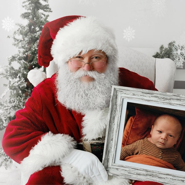 Santa Photo Template for Photoshop and Canva - Holding Portrait Frame ...