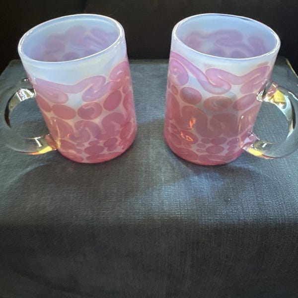 Color Changing Glass Mug Handblown Coffee and Tea Cup Iridescent Glass ...