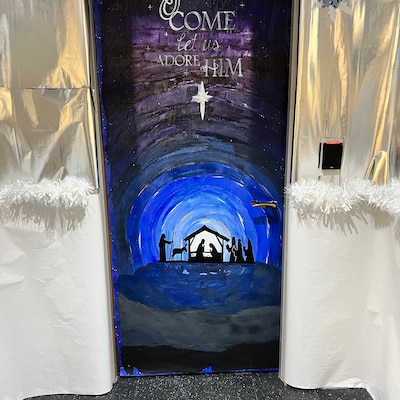 O Come Let Us Adore Him With Nativity Christmas Vinyl Wall Decal Quote ...