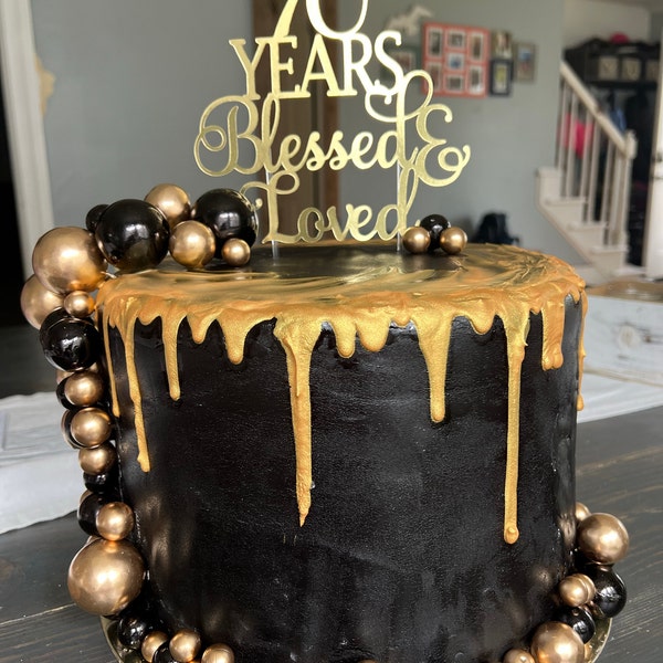 70 Years Blessed & Loved, 70th Birthday, 70th Birthday, 70 Cake Topper ...