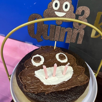 Custom Cake Topper With Name and Age, Poop Emoji Cake Topper, Emoji ...