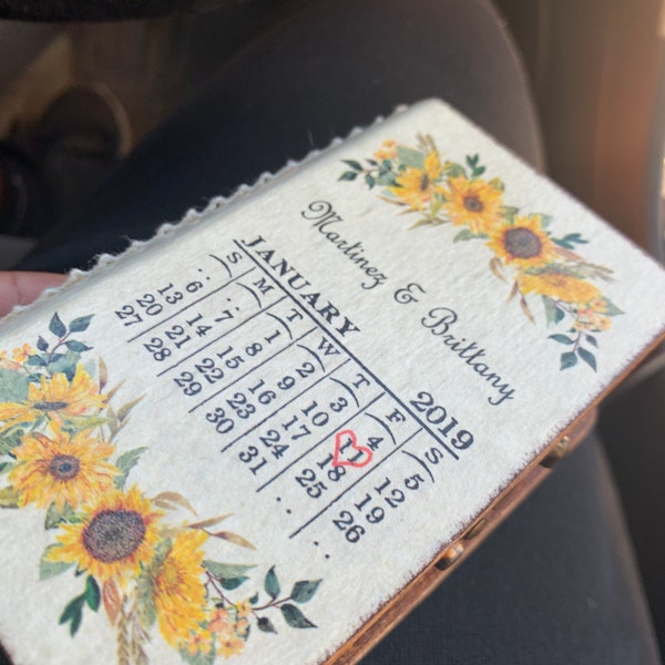 Personalized Wedding Ring Box, Sunflowers Ring Bearer Box, Wedding Box ...