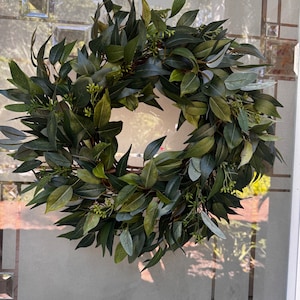 Year Round Greenery Wreath for Front Door With Seeded Eucalyptus ...
