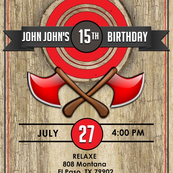 INSTANT DOWNLOAD Axe Throwing Party Invitation - 5x7 4x6 DIY ...
