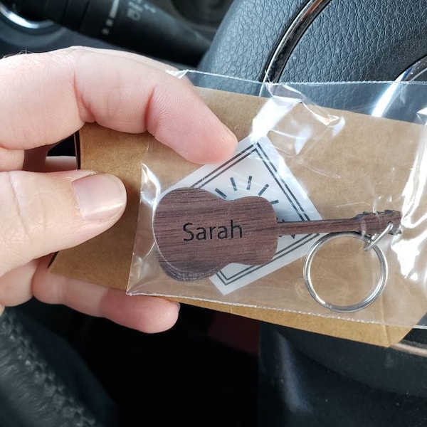Personalized Guitar Keychain Walnut / Personalized Music Gift / Music ...