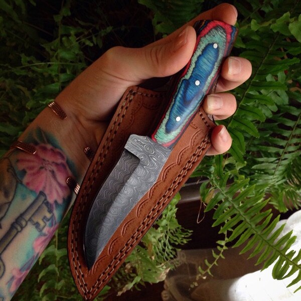 3.5" Titanium Coated Damascus Blade Custom Folding Knife W/ File-work ...
