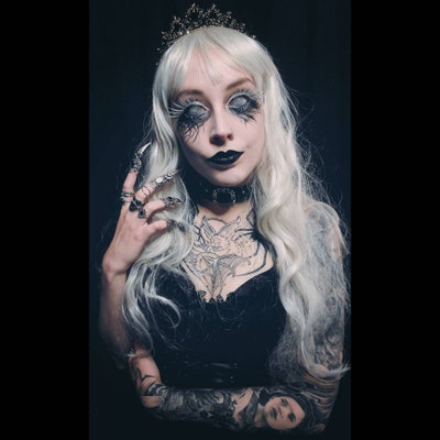 Gothic Claw Ring White Opal Goth Girl Vampire Moonstone Opalescent ...