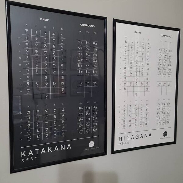 Hiragana & Katakana Charts for Japanese Learning (two 11"x17" High ...