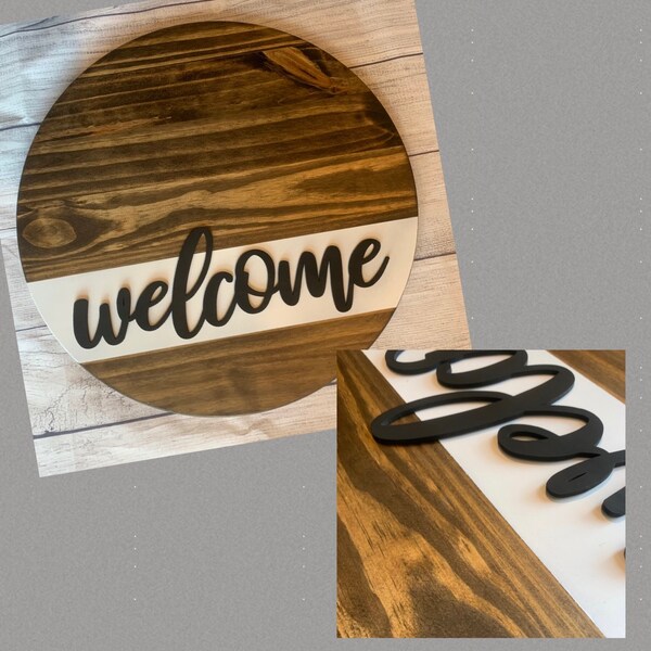 Wooden Welcome Word Cutout, Script Welcome Sign, Painted Welcome Sign ...