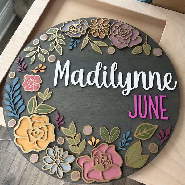Custom Name Sign, Nursery Name Sign, Boho Nursery Sign, Floral Nursery ...