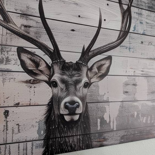 Deer Canvas Wall Art Rustic Home Decor Hunting Gifts Wood Wall Art ...