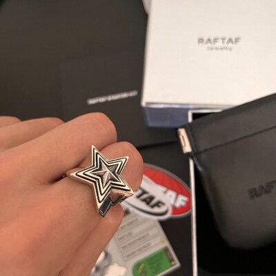 925 Silver Star Ring, Star Engraved Ring, Handcrafted Oxidized Ring ...