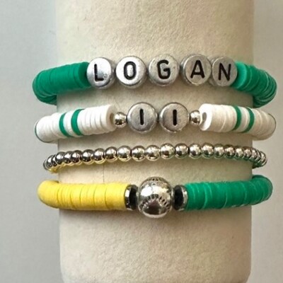 Baseball Team Colors Bracelet Personalize With Team Colors Clay Bead ...