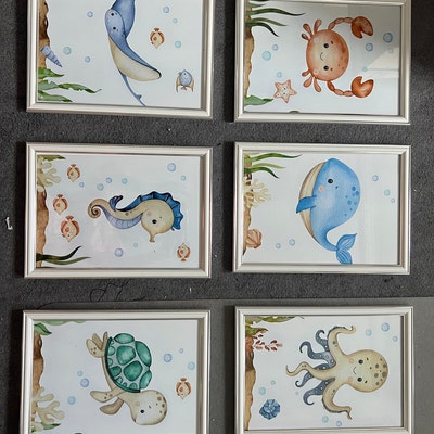 Under the Sea Nursery Prints, Nautical Ocean Animal Posters, Boy ...