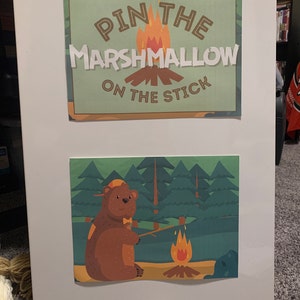 Printable Pin the Marshmallow Party Game | Printable Camping Games ...