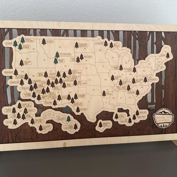 National Park Map, National Park Sign, Wooden, Gift, US National Parks ...