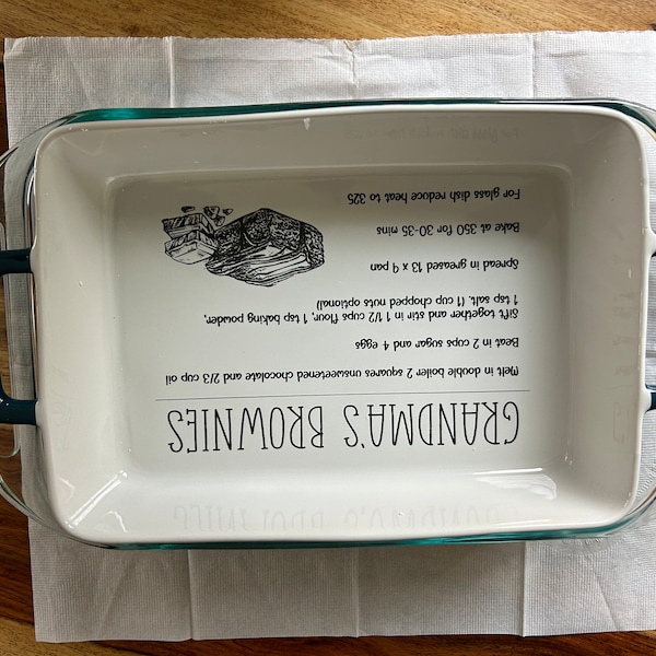 Engraved Baking Dish - Personalized Casserole Pan & Hand-written Recipe ...
