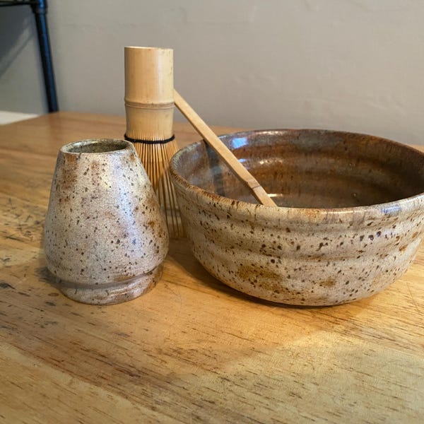 Matcha Chawan Set With Whisk Holder for Tea Lovers, Handmade Chawan ...