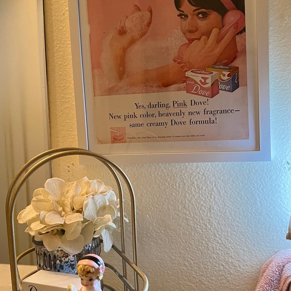 1962 Magazine Ad Print - Pink Soap Beauty Poster - Retro Ad Girl - Etsy