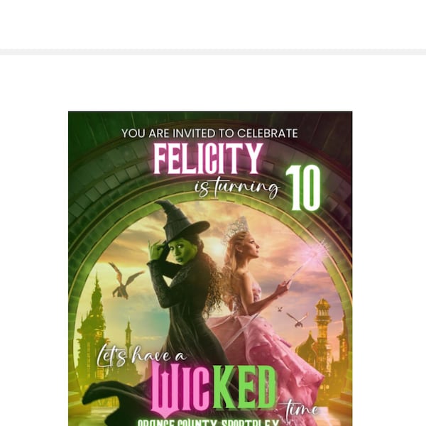 Wicked Birthday Party Invitation, Wicked Party Invitation, WICKED ...