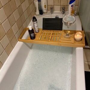 Lux Bath Extendable Bath Tray to Safely Hold Your Tablet, Phone, Wine ...