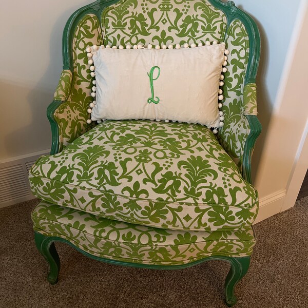 Embroidered Velvet Monogram Pillow. Insert Included. 12x20 Personalized ...