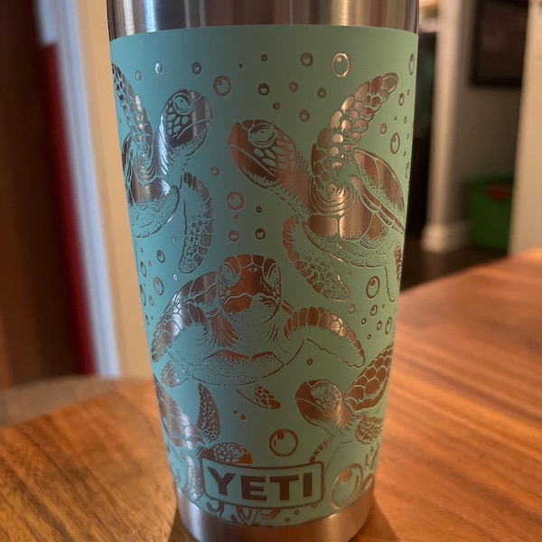 Ocean Scene Engraved Sea Turtle Tumbler, Sea Turtle and Octopus 40 Oz ...