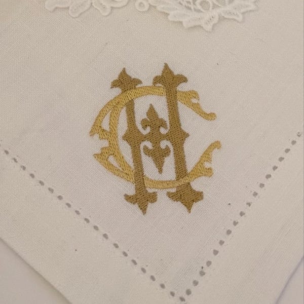 Personalised Wedding Handkerchief, Scalloped Edge Embroidered ...