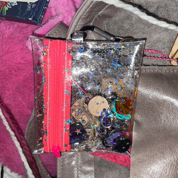 Clear Coin Pouch Holographic Glitter Stars Neon Zipper | Zip Pouch ...