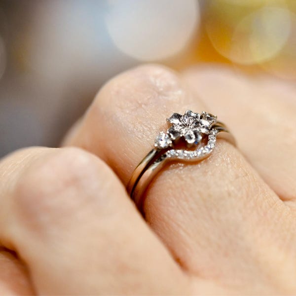 14K Japanese Sakura Ring, Cherry Blossom Ring, Mum Daughter Promise ...