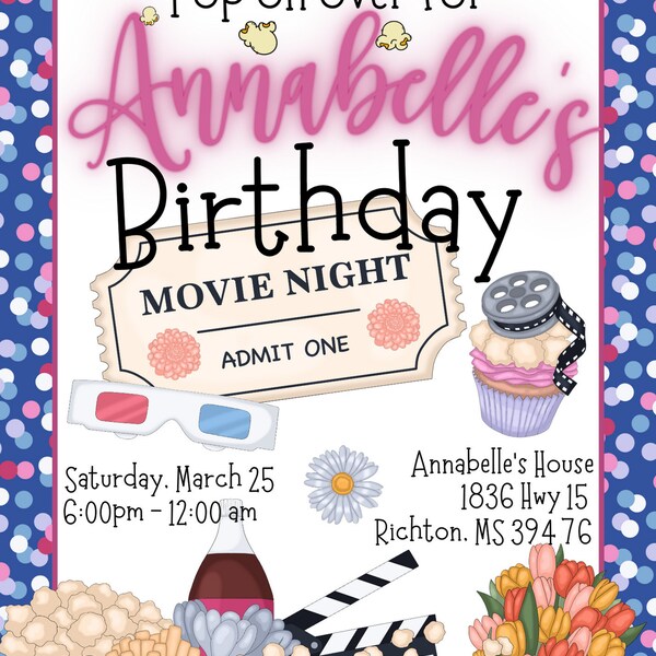 Movie Digital Paper, Weekend Digital Paper, Pajama Party Clipart, Movie ...