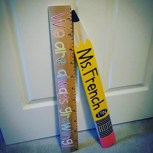 Personalized Wooden Ruler Sign, Teacher Gift, Classroom Decor, Hall ...