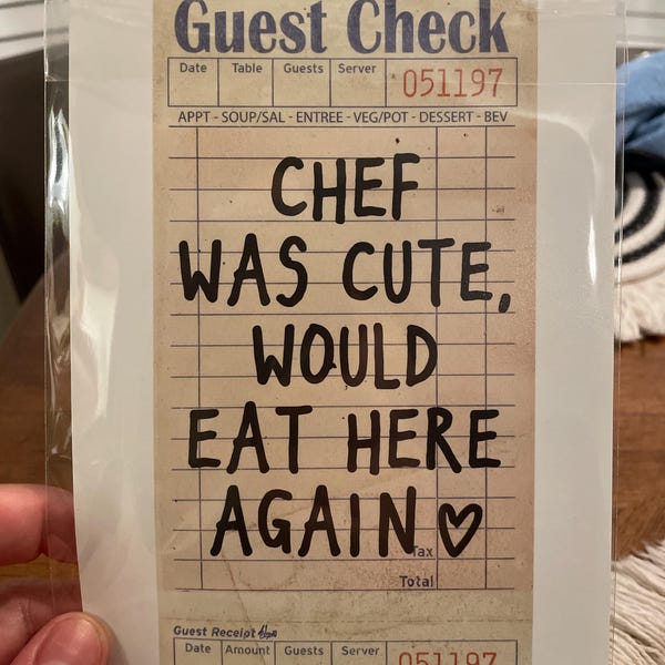 Chef Was Cute Guest Check Poster Trendy Wall Art Prints Kitchen Decor ...