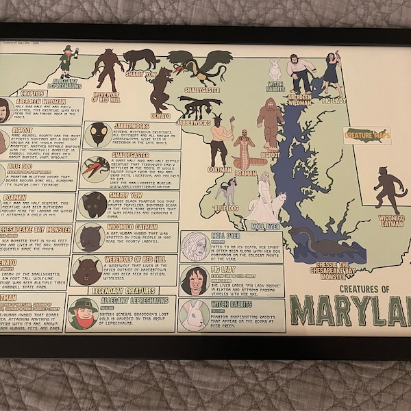 Virginia Art Print: Cryptids and Creatures of Virginia - Etsy