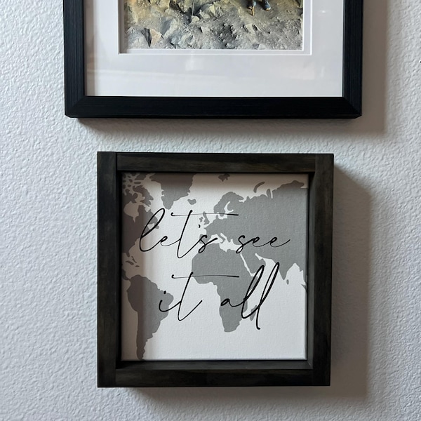 Let's See It All Map — Framed Canvas Wall Decor, Background Color ...