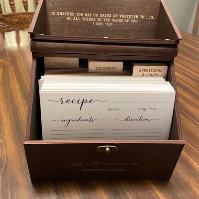 Personalized Wedding Recipe Box Bridal Shower Gift for Couple Wooden ...