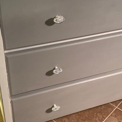 Shabby Chic Knobs / Drawer Knobs / Dresser Drawer Pulls / Oval Distressed White Knobs ...