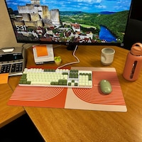 Half Circle Print Desk Mat, Aesthetic Desk Accessory, Cute Workspace ...