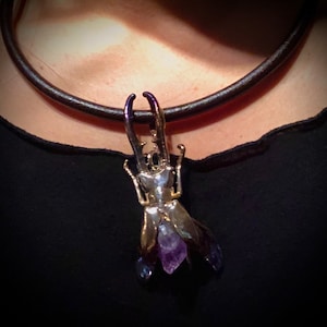 Silver Beetle Necklace / Bug Pendant / Insect Jewelry / Bug Necklace ...