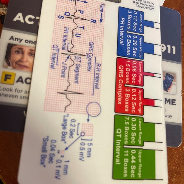 Ekg Ruler Badge Pocket Card Vertical for Nurse Paramedic EMT for ID ...