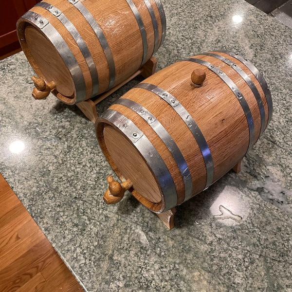 Free Personalized 2 Liter American White Oak Barrel With Wooden Base ...