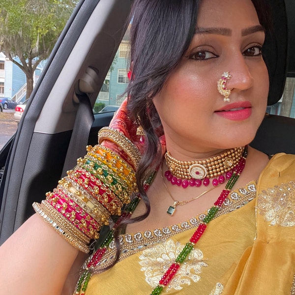 Punjabi Style Pippal Patti Gold Plated Necklace Set, Punjabi Wedding ...