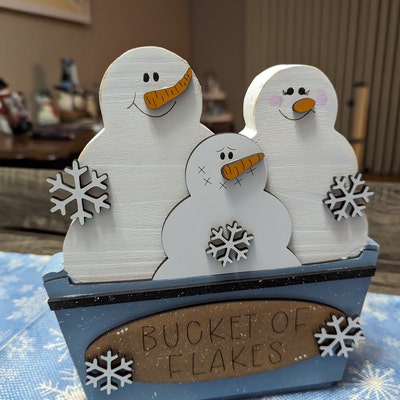 Bucket of Flakes Snowman Decoration - Etsy
