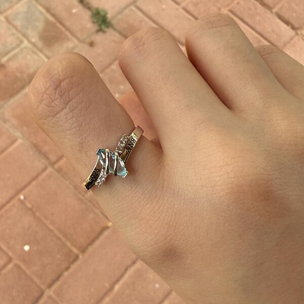 Customized Sterling Silver Womens High School Class Ring Gem Collection ...