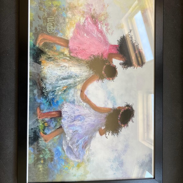 Three Sisters Art Print, Three Girls Paintings Flower Garden Three ...