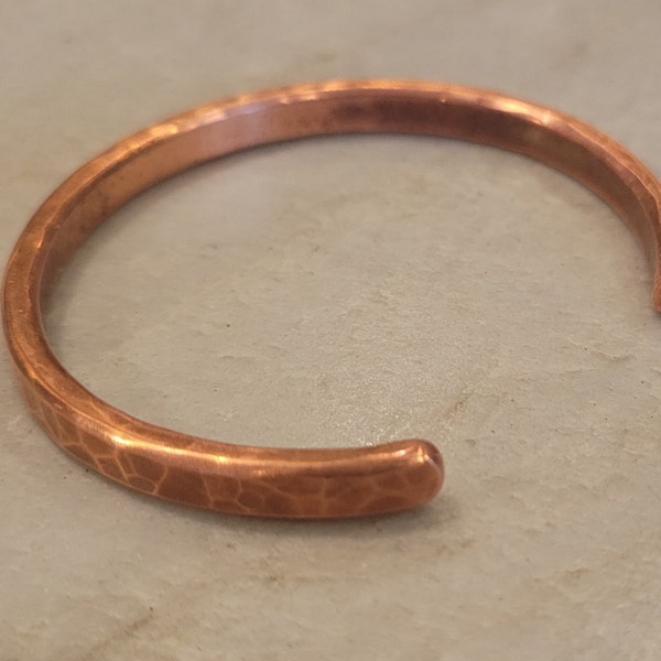 Pure Copper Cuff Bracelet With Hammered Finish: Hand Forged , Handmade ...