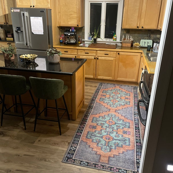 Geometric Ottoman Bench 18x48, Blue Moroccan Rug Upholstered Bench ...