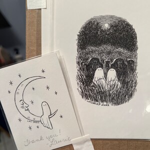 5x7 Spooky Art Print Pen and Ink Drawing of Cute Grim Reaper - Etsy