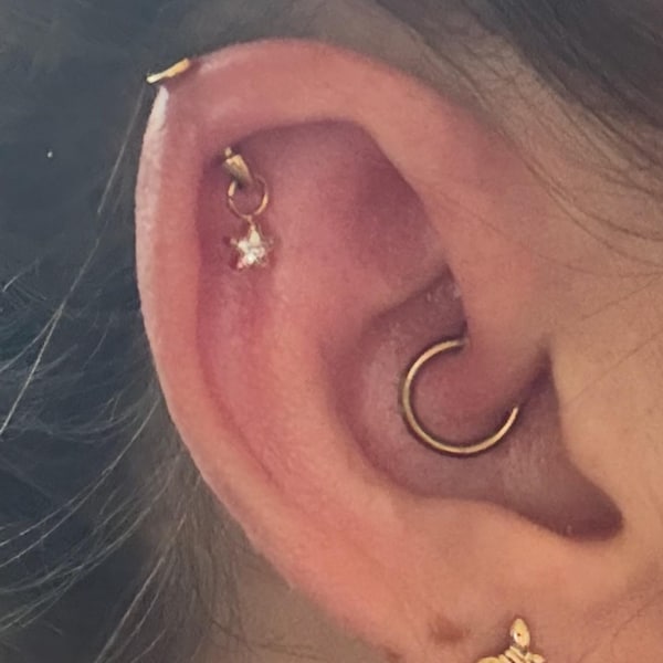 Titanium Vertical Dangle Hidden Helix Piercing, Threaded Flat Back Stud ...